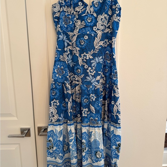 FARM Rio | Dresses | Farm Rio Blue And White Midi Dress | Poshmark